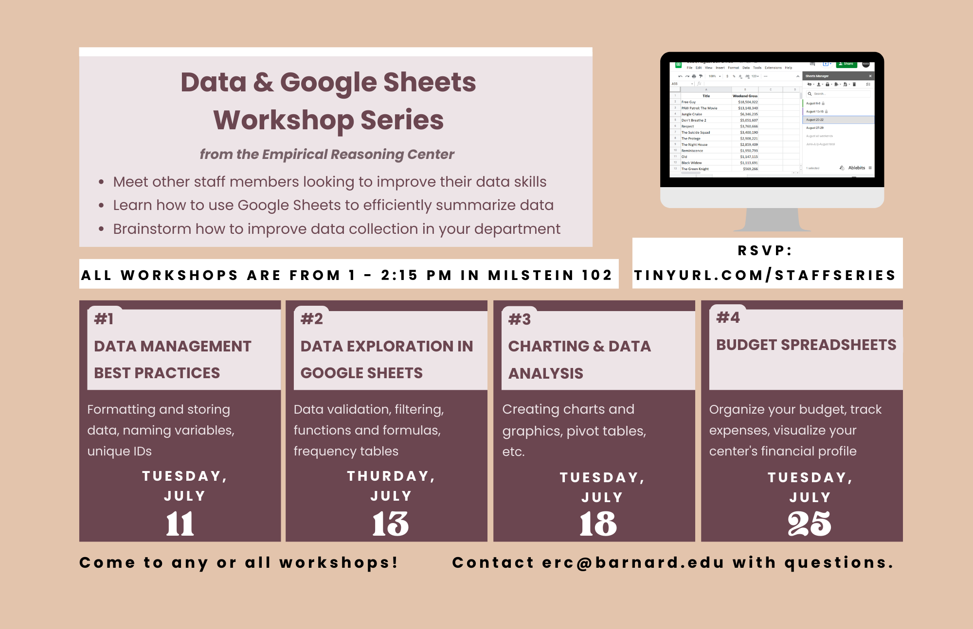 Data & Google Sheets Workshop Series | Empirical Reasoning Center Barnard College